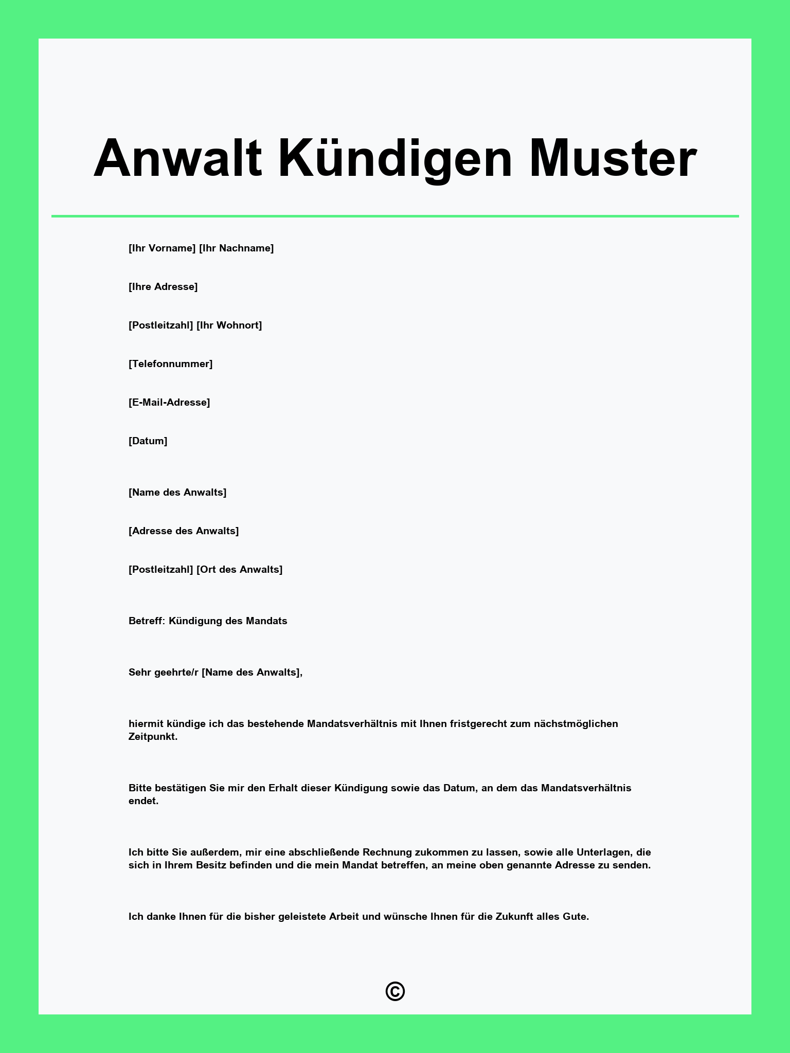 Anwalt Kündigen Muster