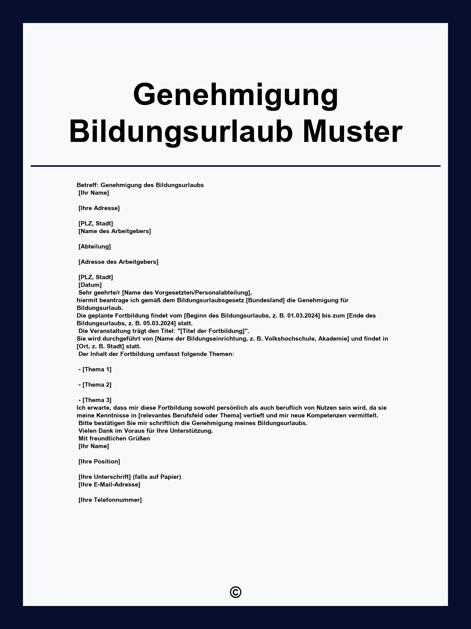 Genehmigung Bildungsurlaub Muster