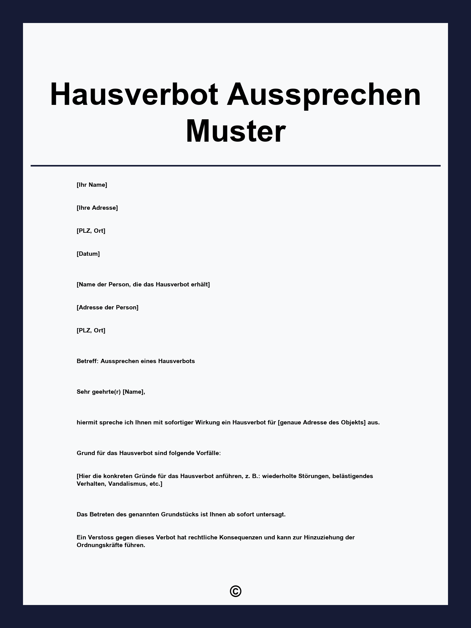 Hausverbot Aussprechen Muster