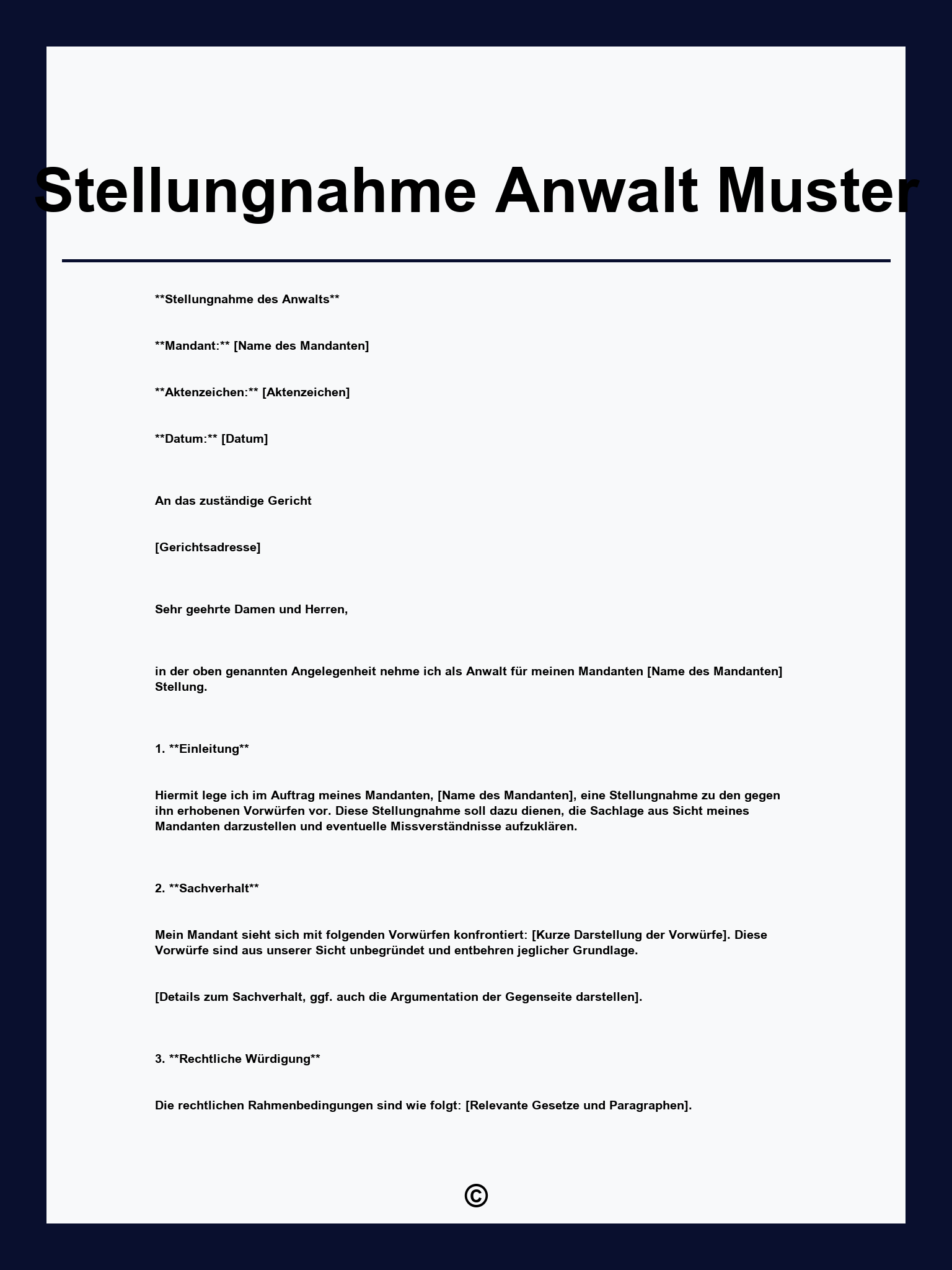 Stellungnahme Anwalt Muster
