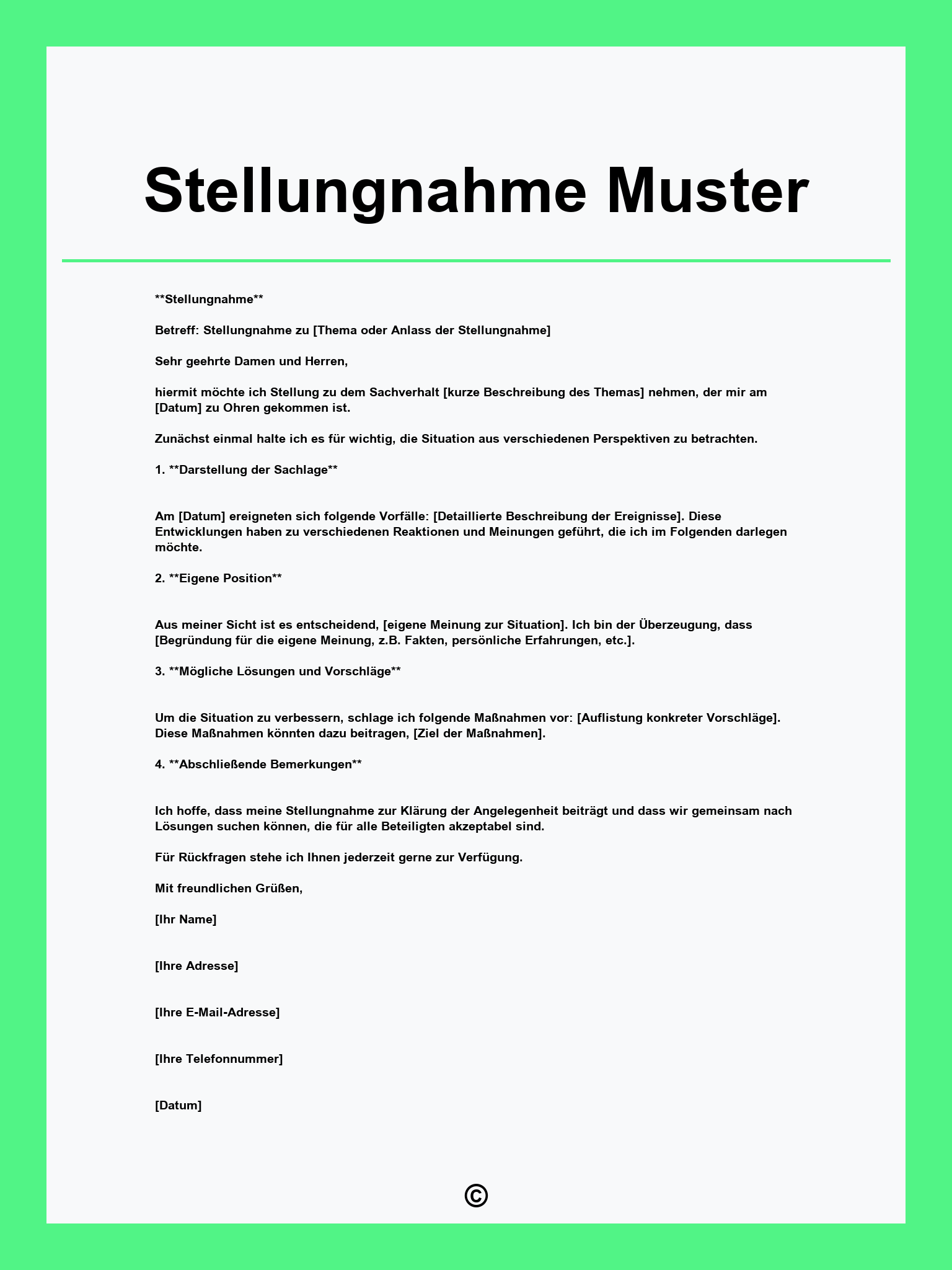 Stellungnahme Muster